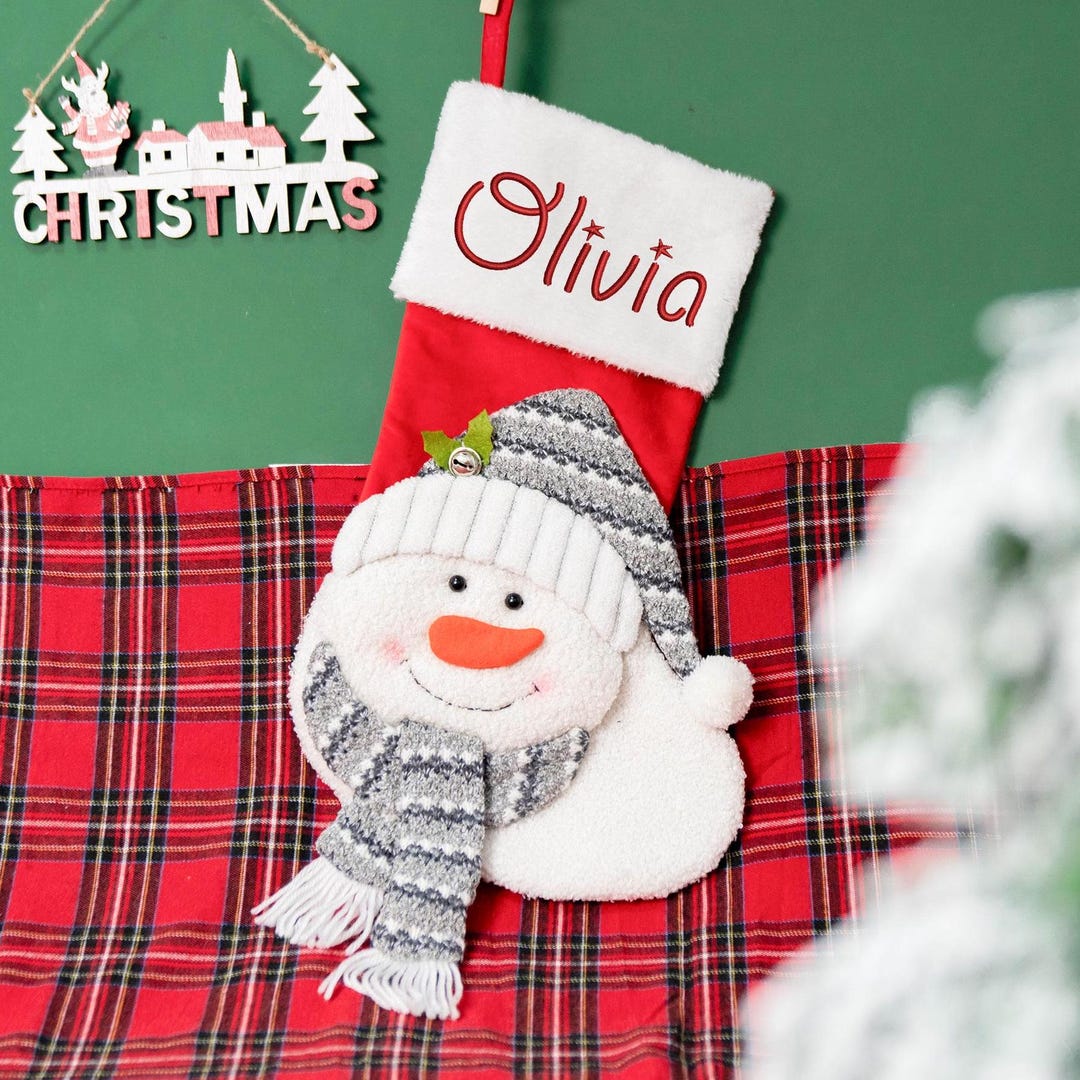 Personalized Christmas Stocking, Snow Cap, 3D Plush Character ...