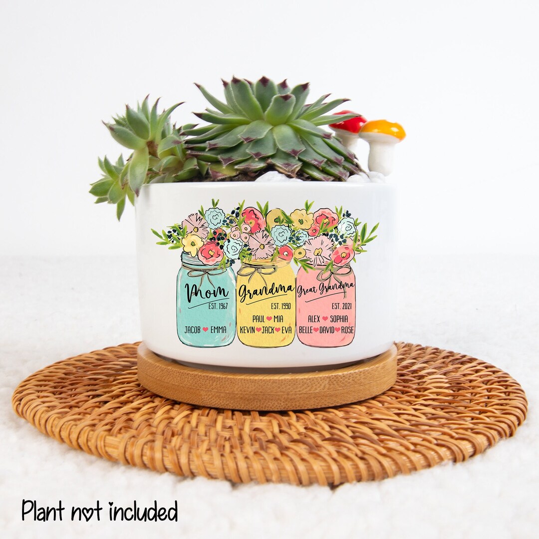 Personalized Grandma Mini Flower Pot, Custom Grandma Gifts, Gifts for ...