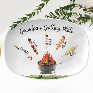 Custom Grandpa Grilling Platter, Grilling Plate Papa With Kids Names ...