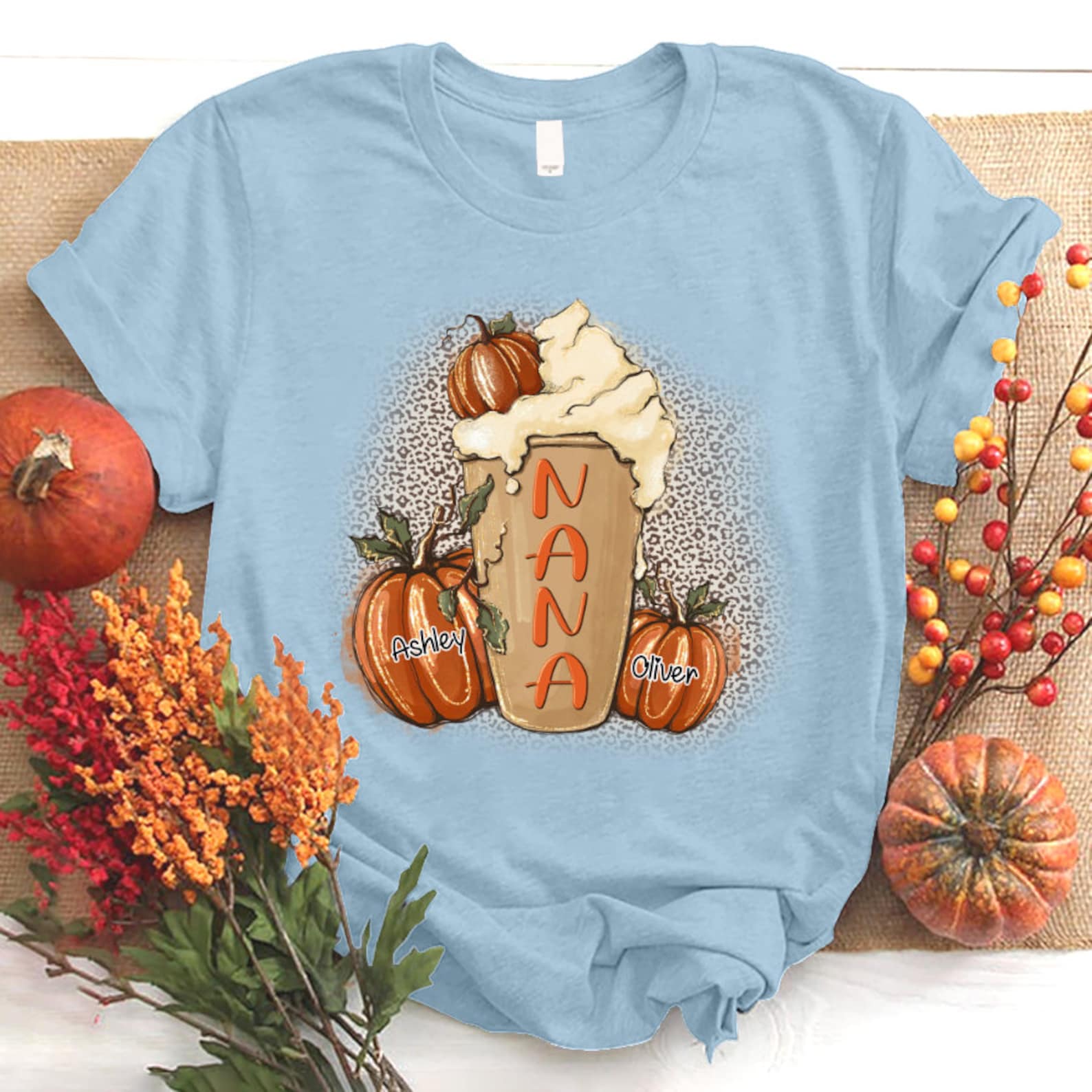 Personalized Fall Latte Nana Pumpkin Shirt, Fall Shirt for Nana With ...
