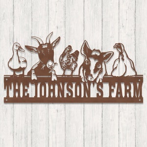 Personalized Farm Animals Sign, Custom Metal Farm Sign, Farmer Home ...