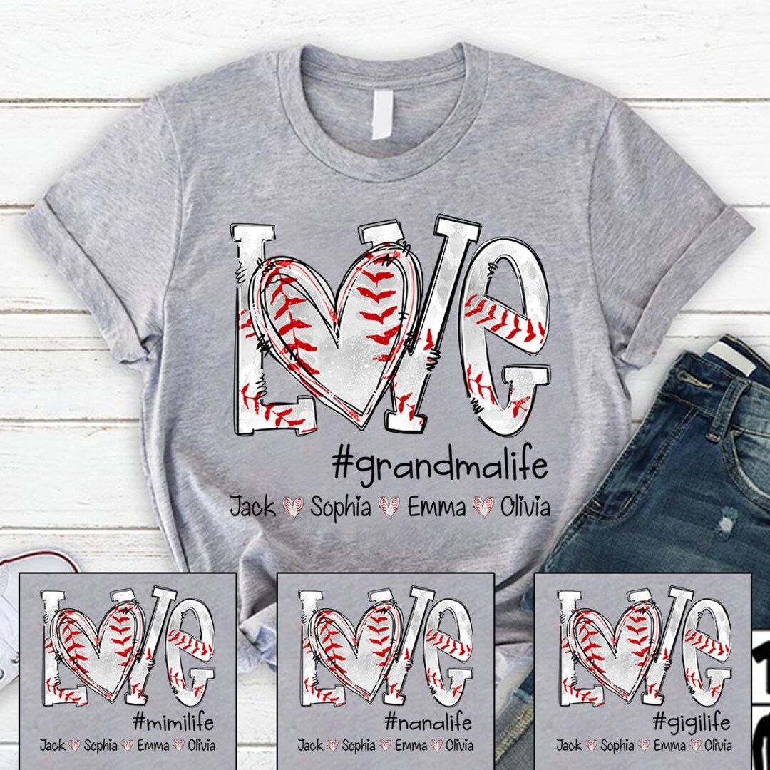Custom Baseball Grandma T-shirt, Personalized Baseball Mom Grandma Tee ...