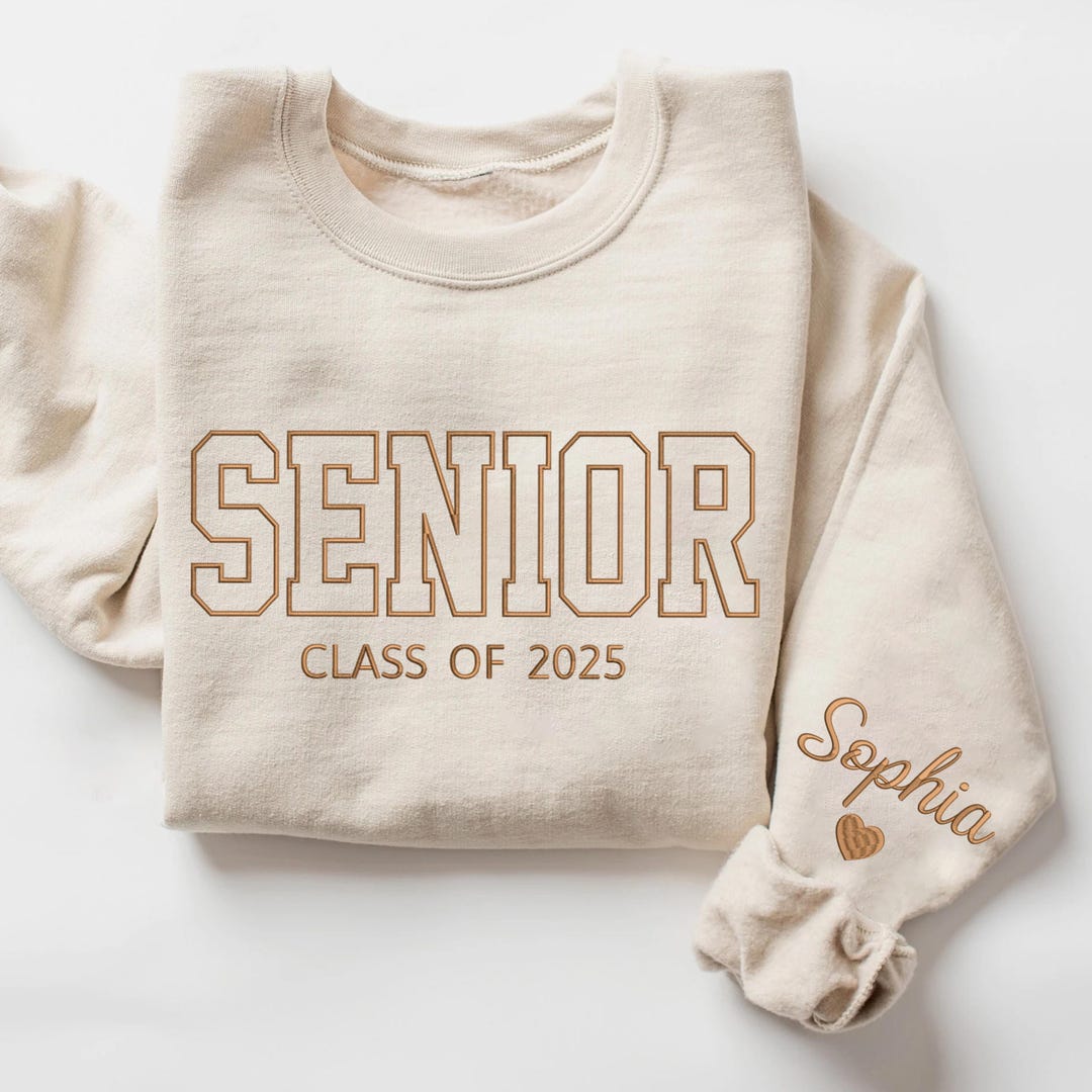 Custom Embroidered Senior Sweatshirt, Customized Grad Gift, Crewneck ...