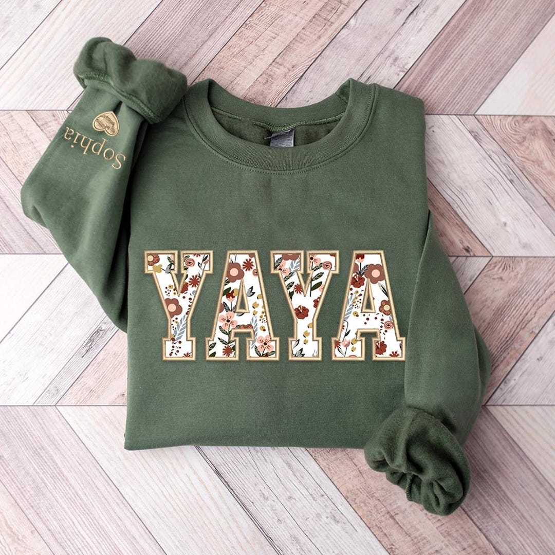 Personalized Yaya Embroidered Appliqué Sweatshirt, Gift for Yaya , Yaya ...