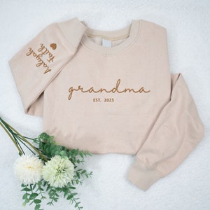 Embroidered Custom Grandma Sweatshirt With Grandkids Names on Sleeve ...