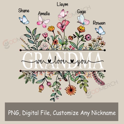 Personalized Wildflower Grandma Sublimation PNG Designs - Etsy