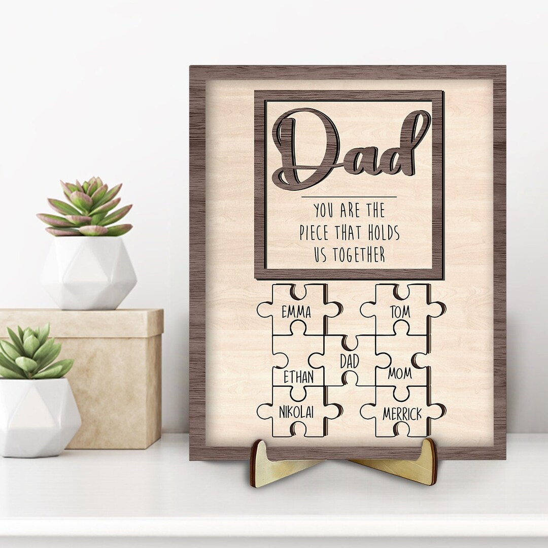Fathers Day Puzzle Sign for Dad, Father's Day Engraved Wooden Sign Gift ...