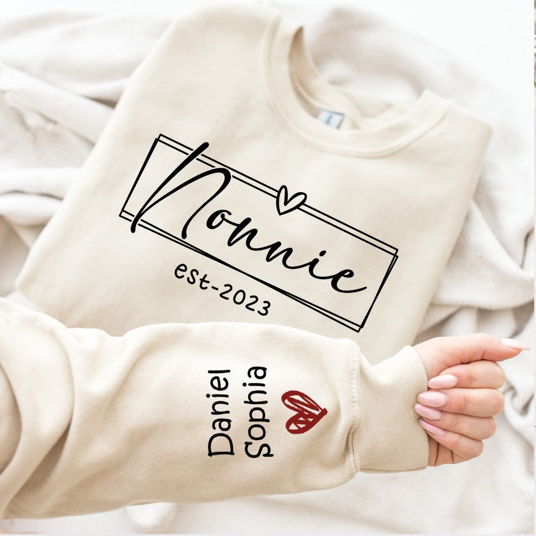 Personalized Nonnie Sweatshirt, Custom Nonnie With Kids on Sleeve ...