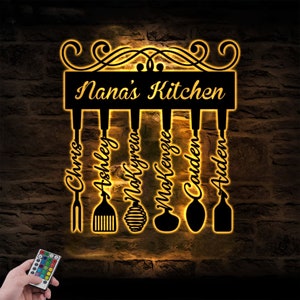 Personalized Nana Kitchen Metal Sign With Grandkids, Custom Name ...