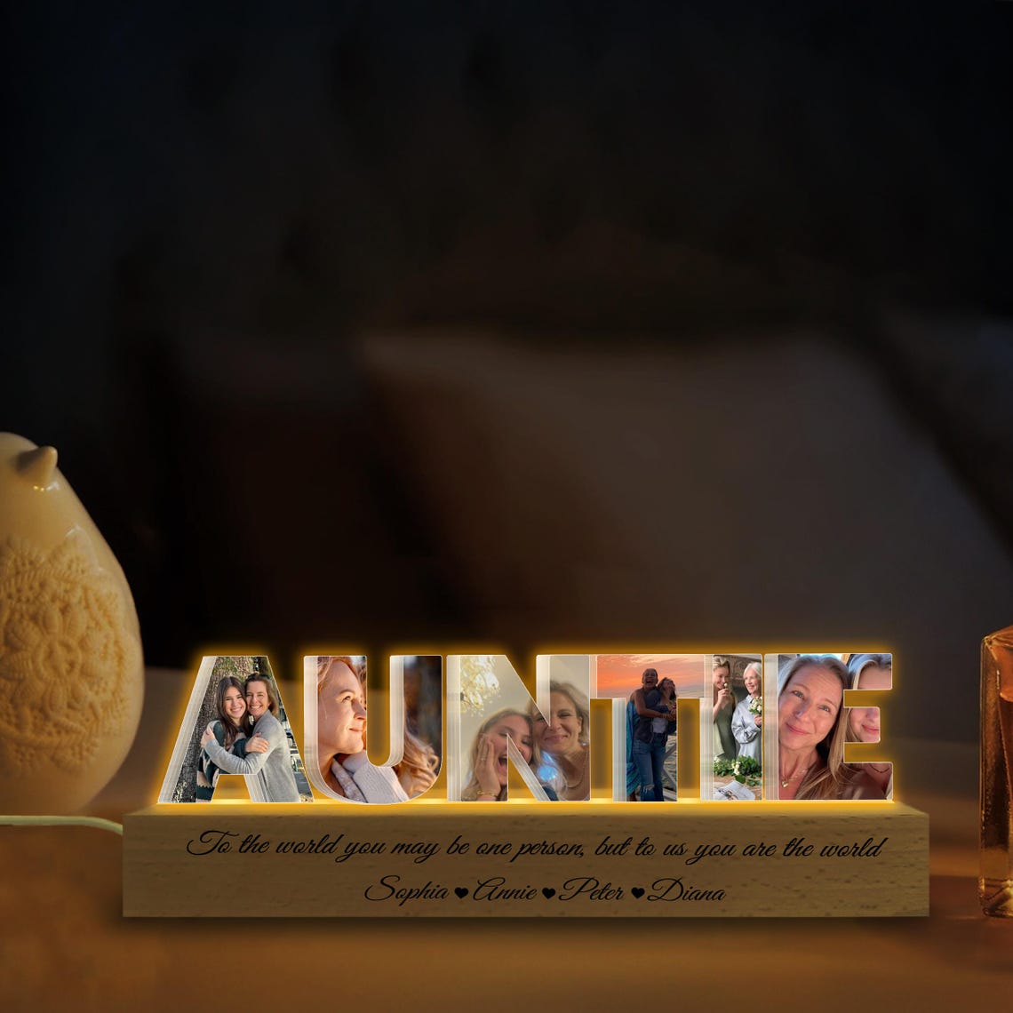 Personalized Auntie Photo Night Light, Aunt Photo Collage Night Light ...