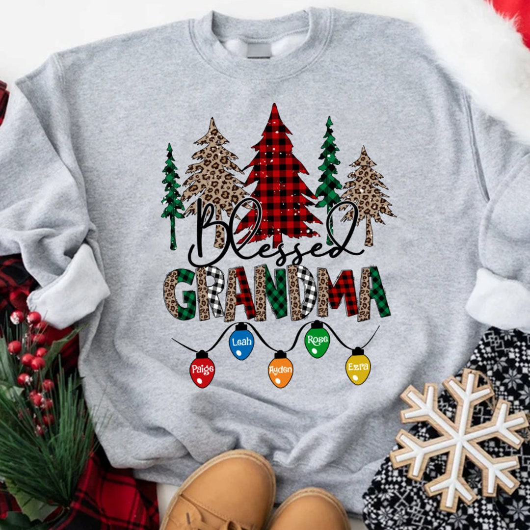 Custom Christmas Trees Blessed Grandma Sweatshirt, Christmas Trees ...