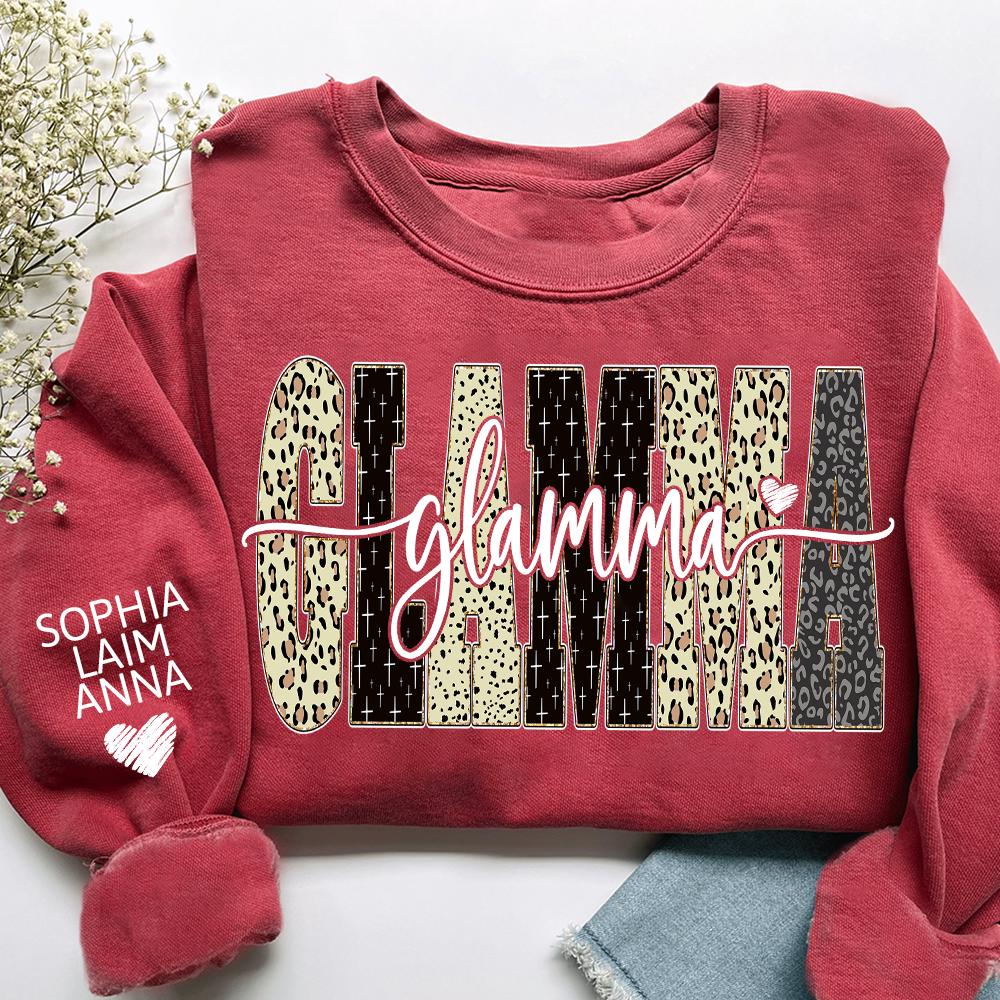 Custom Glamma Sweatshirt With Kid Name on Sleeve, Faith Glamma Crewneck ...