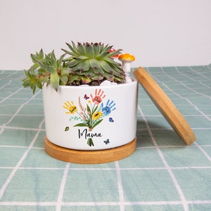 Custom Mama Handprints Succulent Pot, Mom Plant Pot, Flower Handprint ...