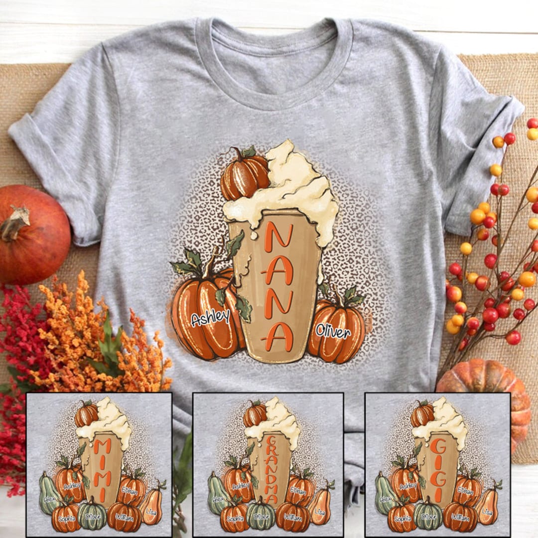 Personalized Fall Latte Nana Pumpkin Shirt, Fall Shirt for Nana With ...