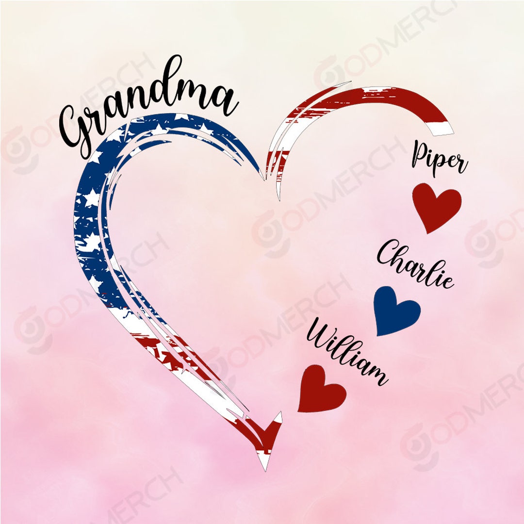 Grandma Heart Sublimation PNG Designs Downloads, 4th of July Nana PNG ...