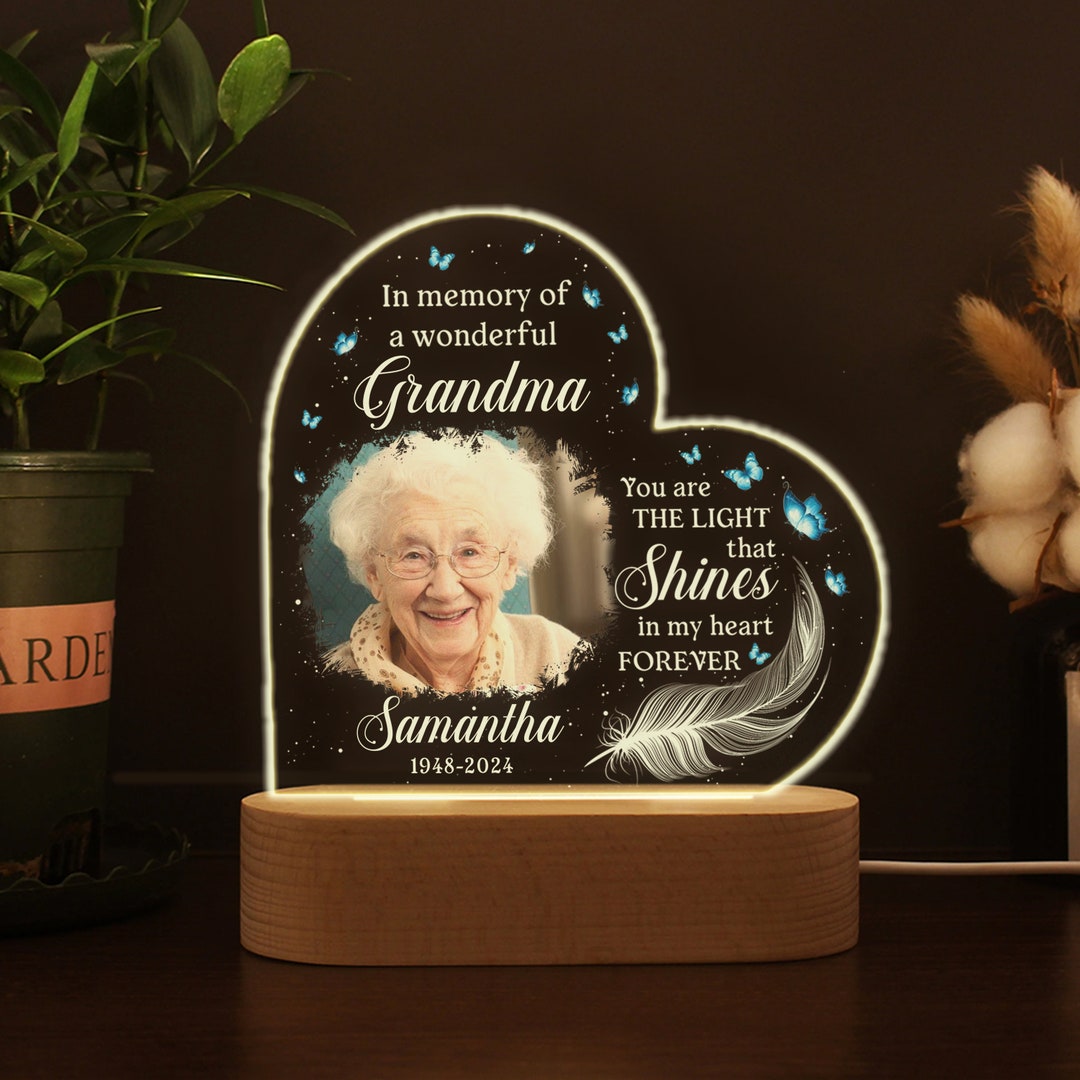 Personalized Photo Night Light Memorial Gift, Picture Frame Memorial ...