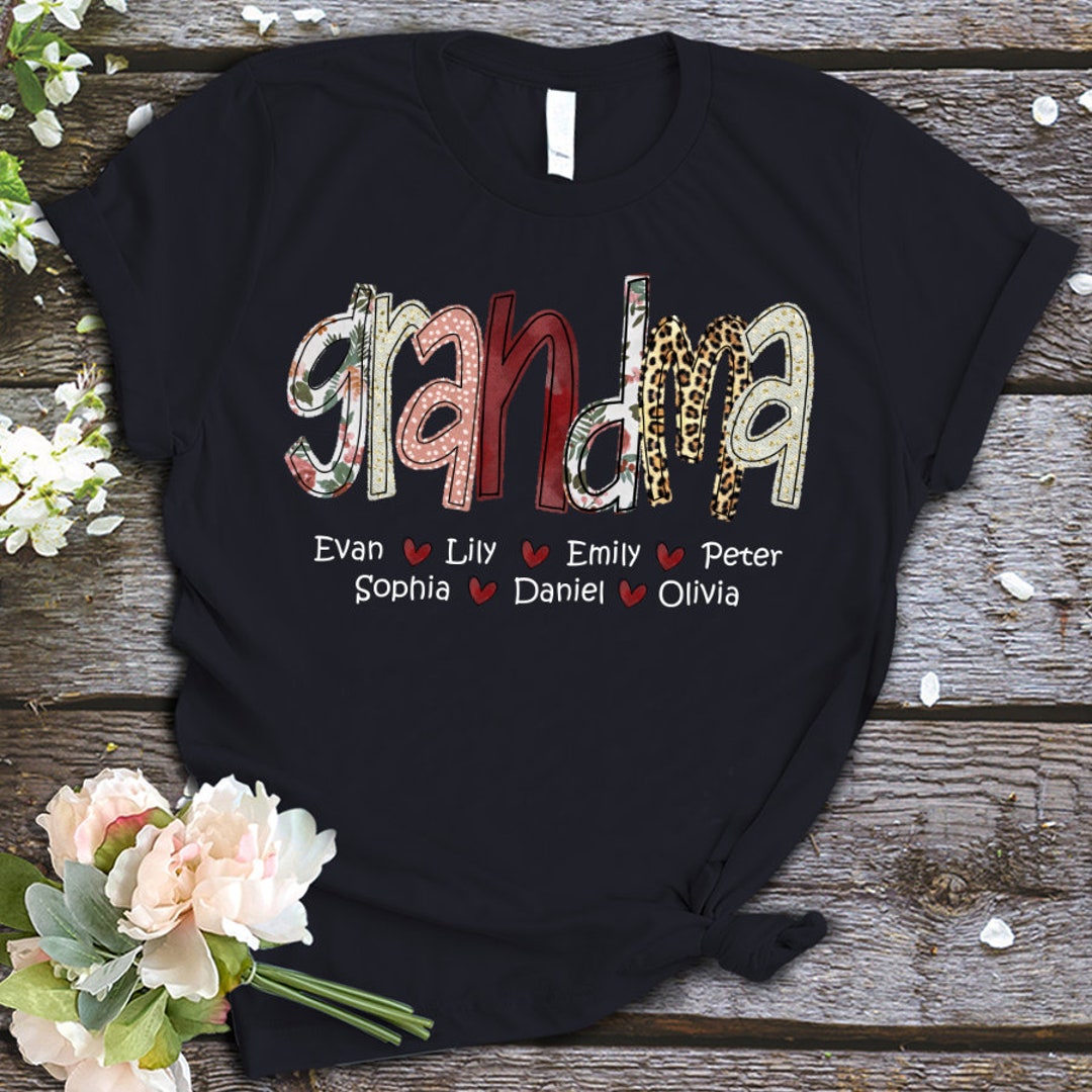 Personalized Grandma Shirt, Custom Leopard Grandma Doodle Shirt, Custom ...