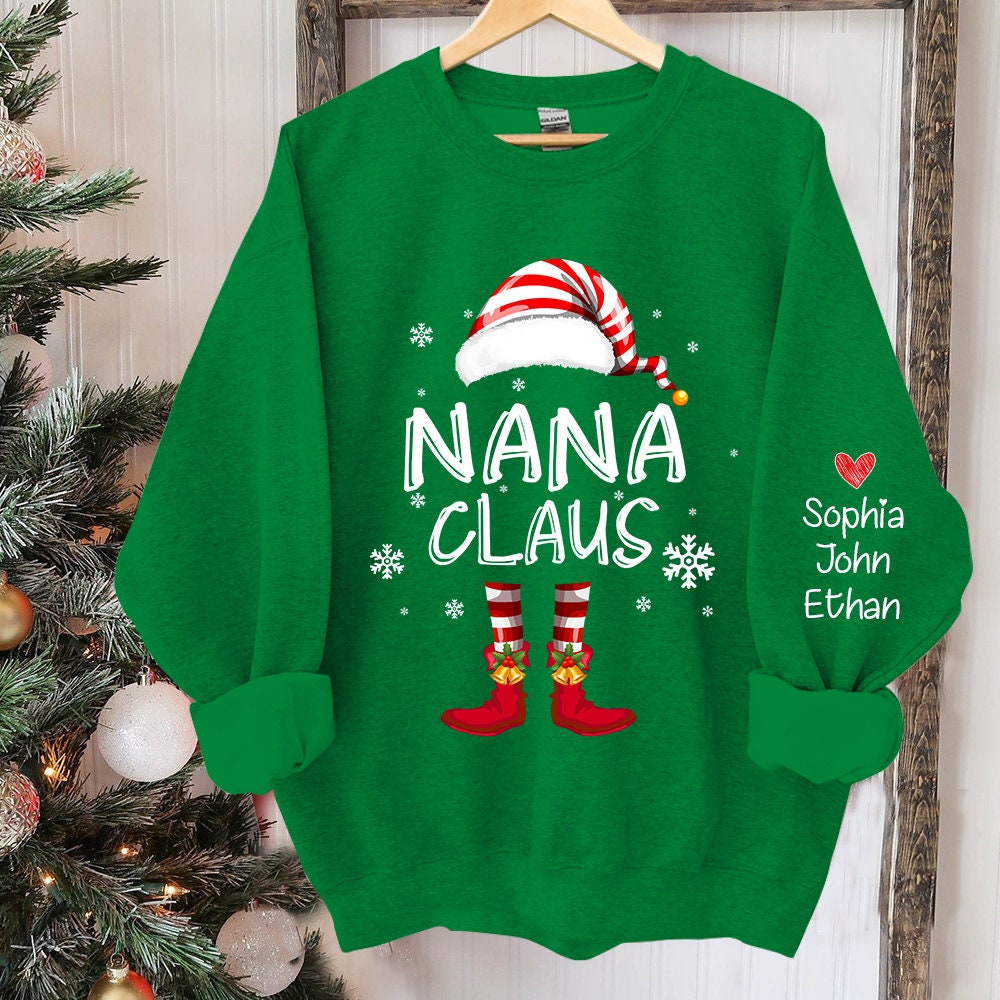 Personalized Nana Claus Sweatshirt, Christmas Nana Sweatshirt, Grandma Christmas Gift, Grandma ...