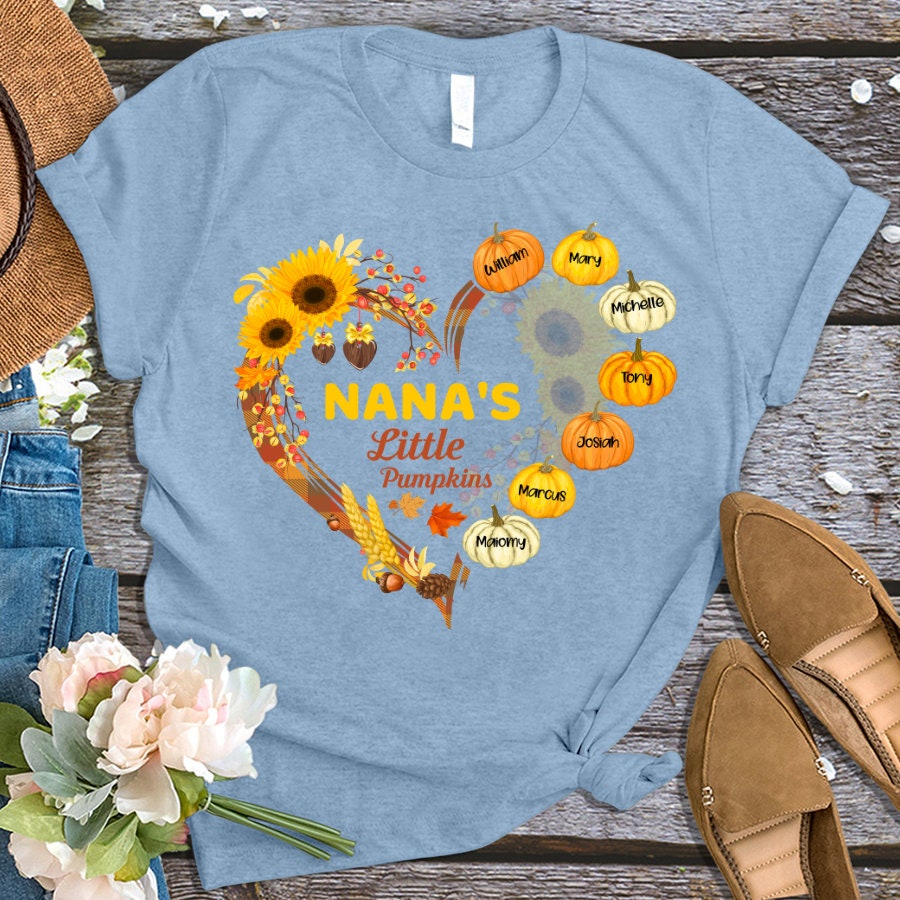 Personalized Grandma Pumpkin Shirt, Custom Nickname Grandma Nana Mimi ...