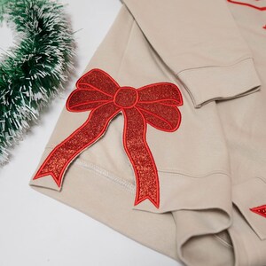 CUSTOM Merry and Bright Side Bow Cut-out Sweatshirt, Plaid Christmas ...