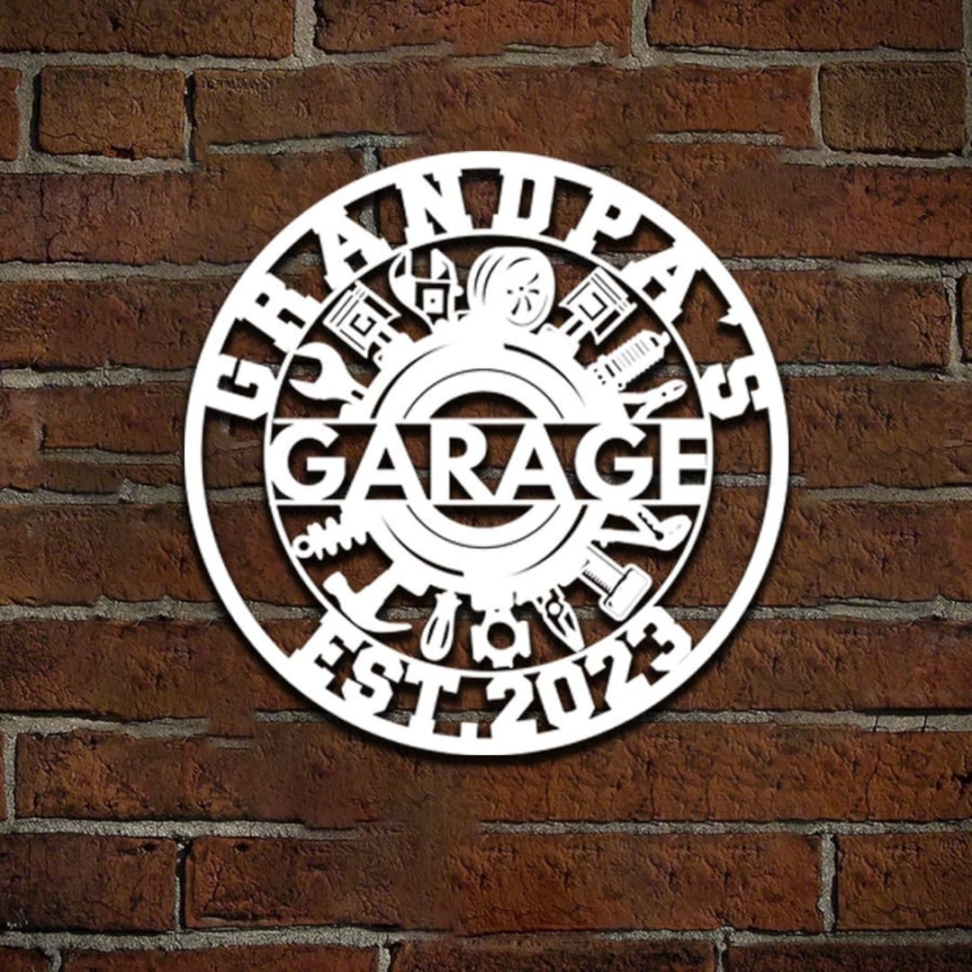 Personalized Metal Garage Sign, Custom Garage Sign for Grandpa, Custom ...