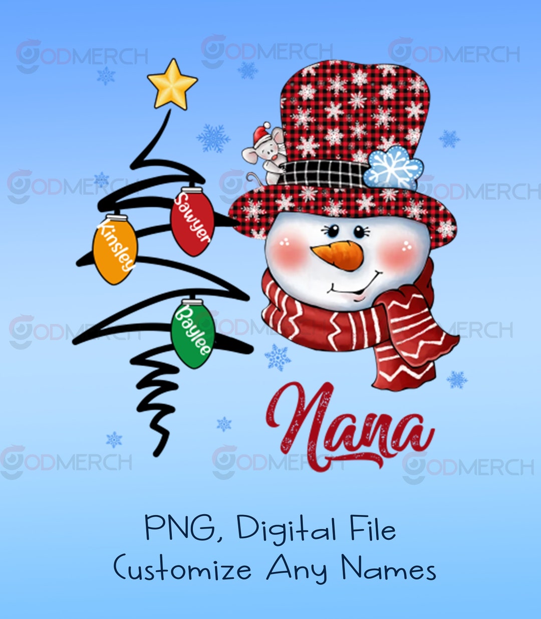 Christmas Nana Snowman Sublimation PNG Designs Downloads, Grandma ...