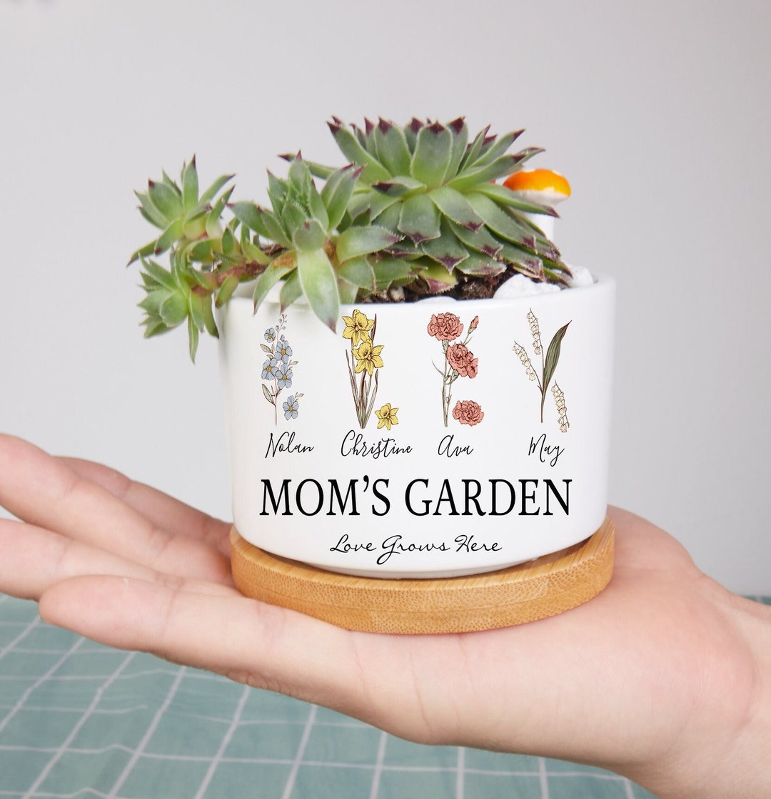 Custom Birth Month Flower Mom Plant Pot, Mother's Day Gifts, Mama ...