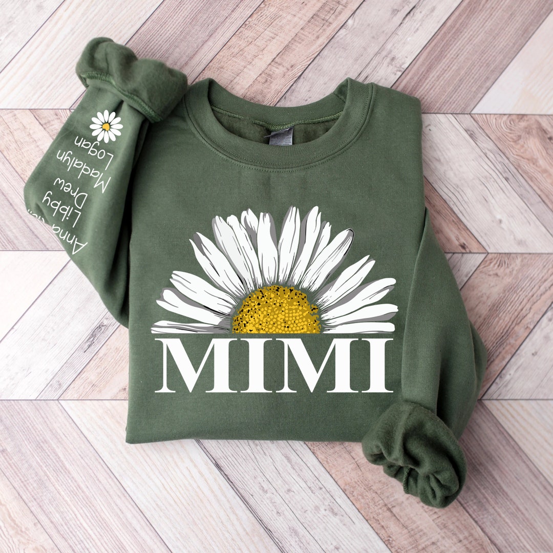 Personalized Mimi Sweatshirt, With Grandkid Names on Sleeve, Daisy Name ...