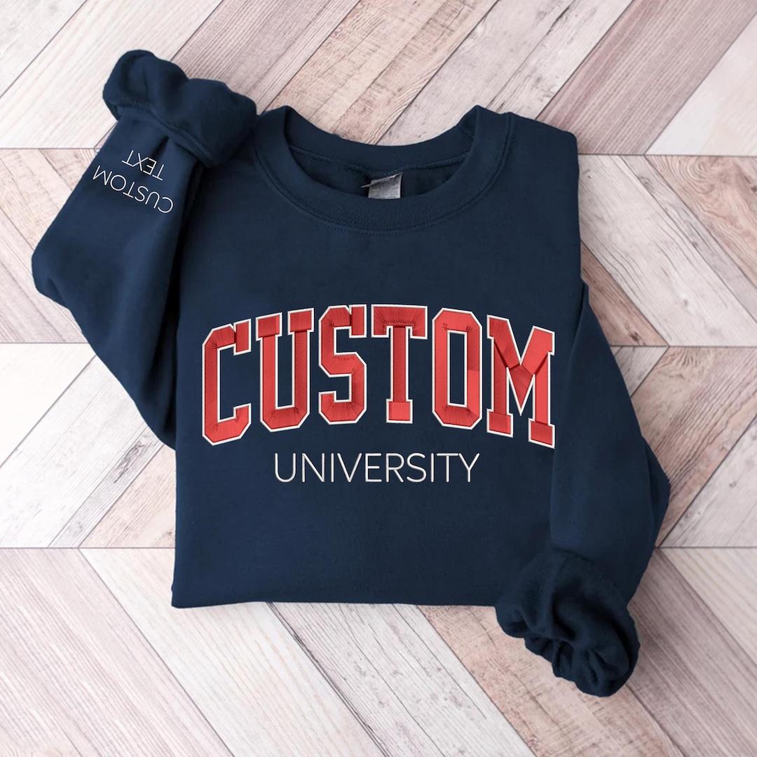 Custom Color Embroidered Varsity Crewneck With Name, Embroidery Shirt ...