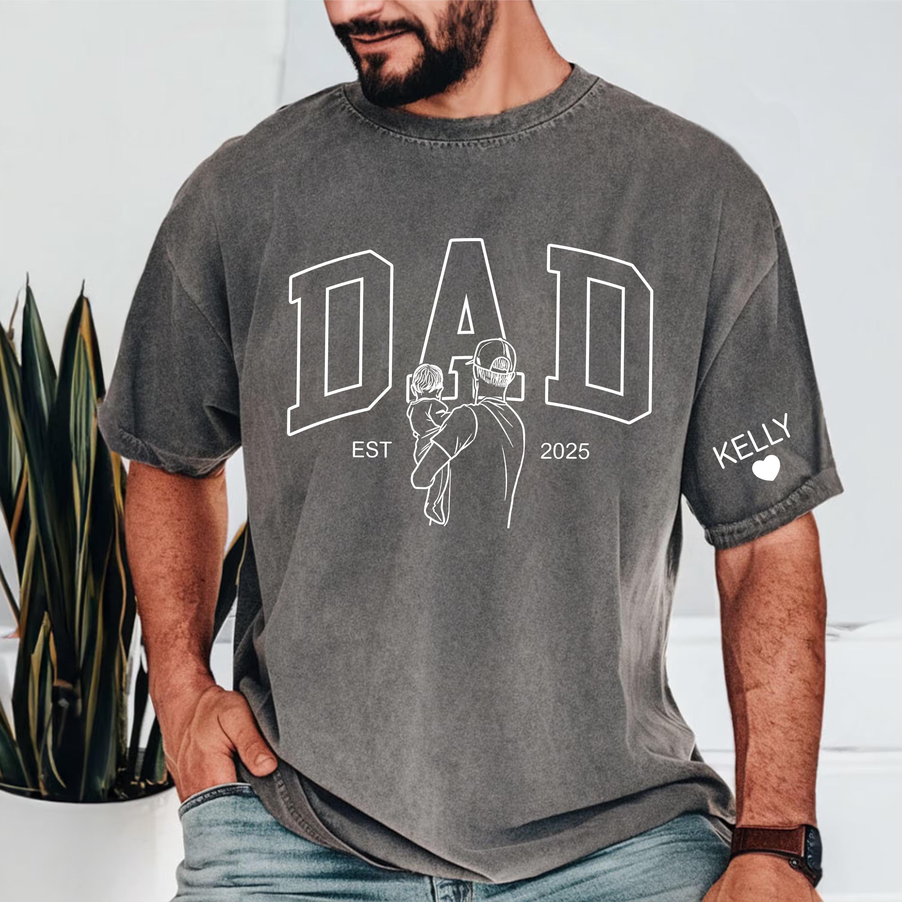 Custom Dad Shirt Portrait From Photo, Personalized Dad Photo Outline ...