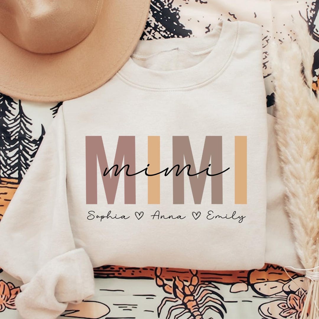 Personalized Mimi Sweatshirt With Name, Mimi Heart Sweater Gift for Her ...