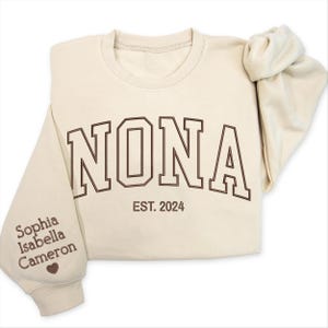 Custom Embroidered Nona Sweatshirt With Grandkids Names on Sleeve, Est ...