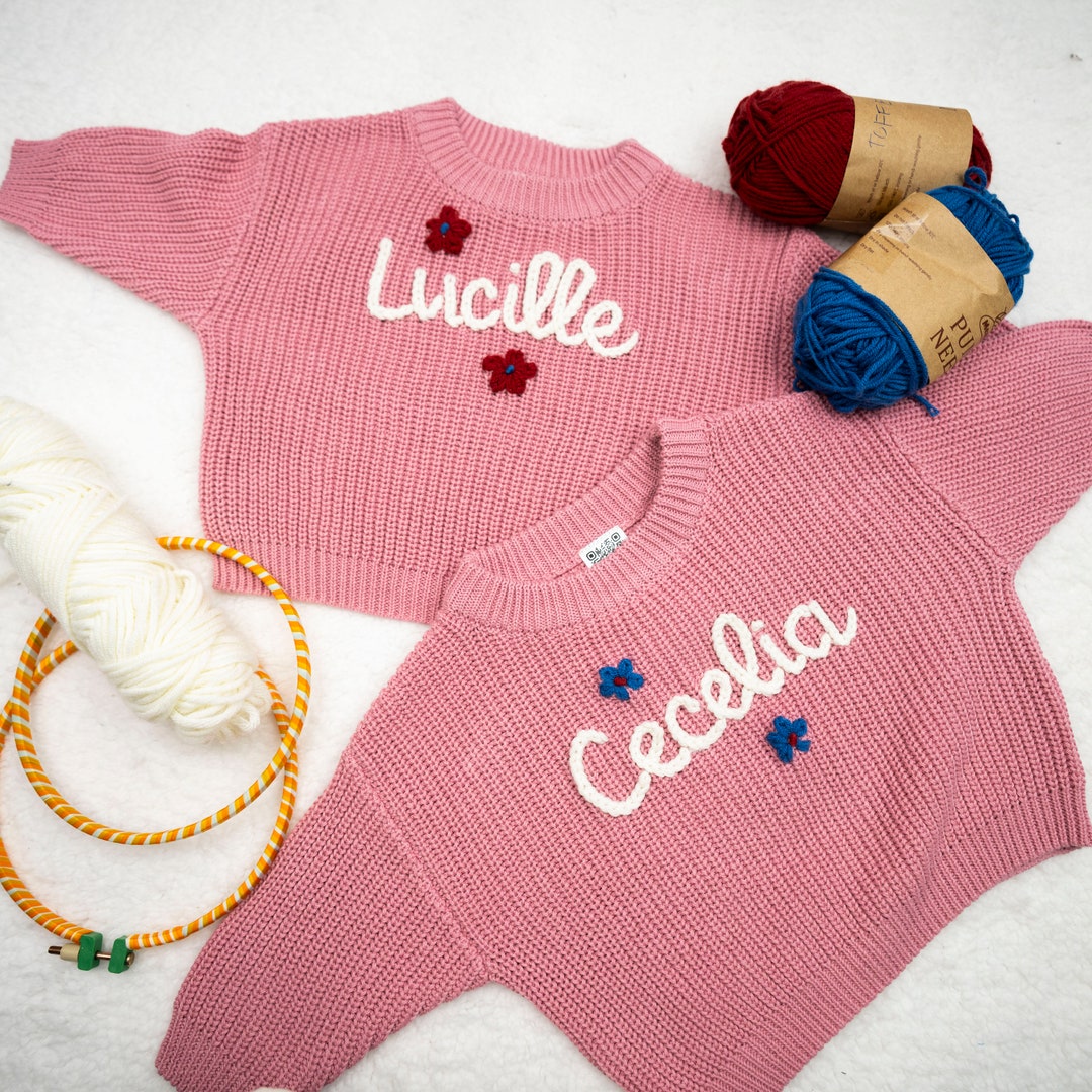 Custom Name Baby Sweater,personalized Hand Embroidered Baby Sweater ...