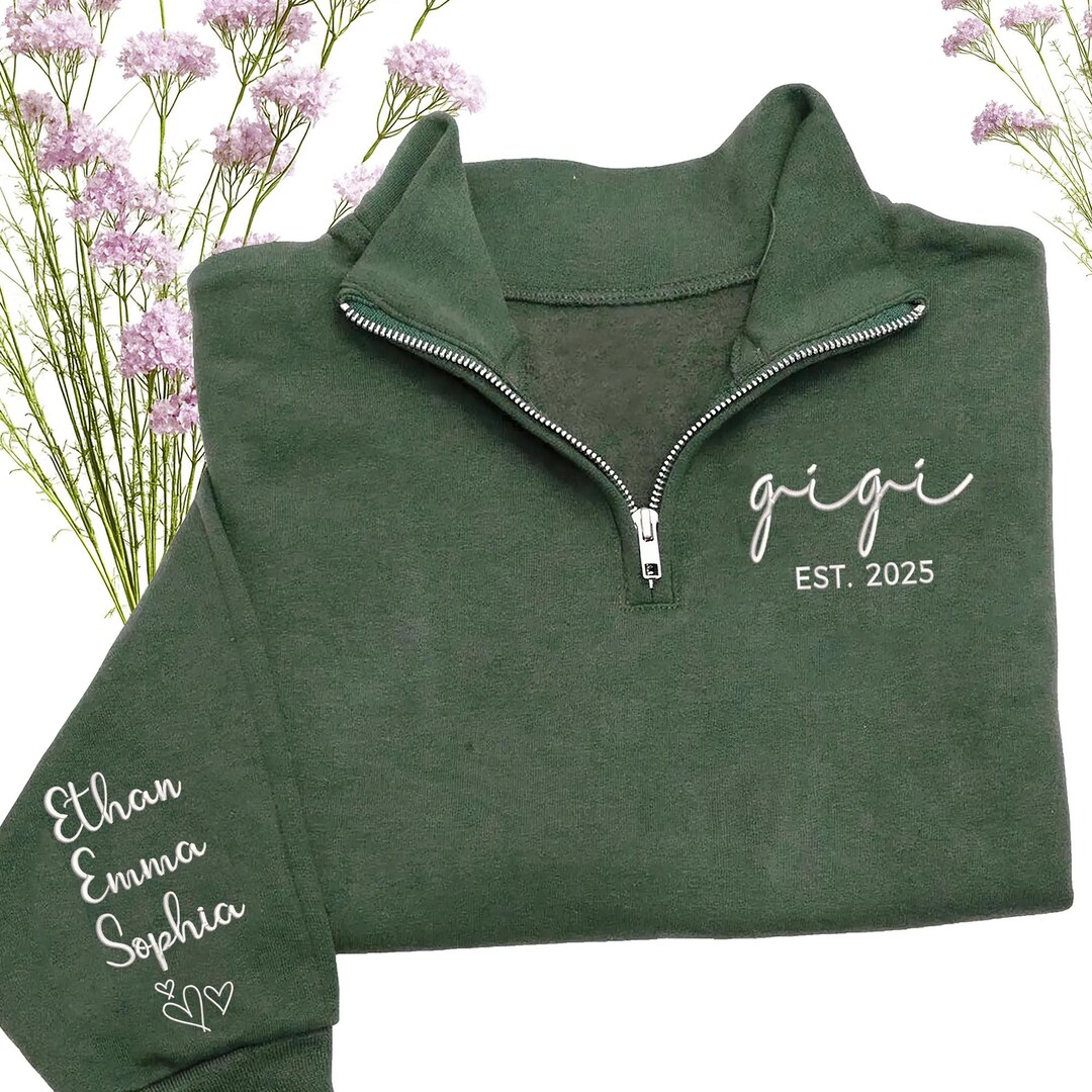 Custom Gigi Zip Sweatshirt ,personalized Grandma EST Embroidered ...