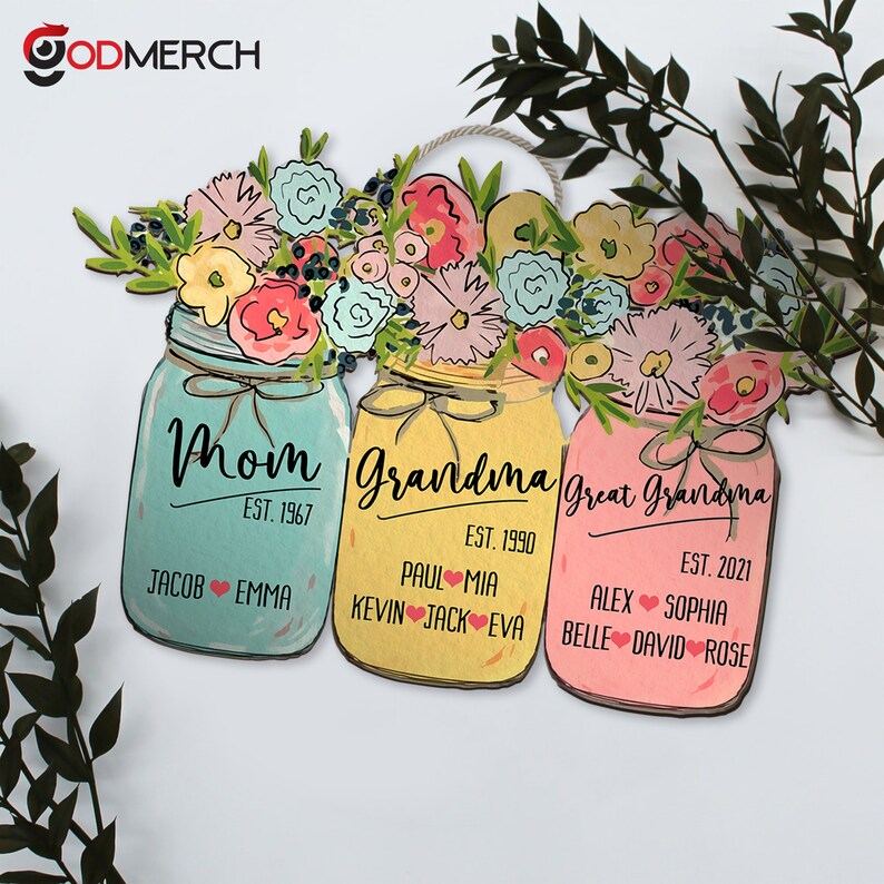 Personalized Great Grandma Door Signs, Custom Three Generations Mason ...