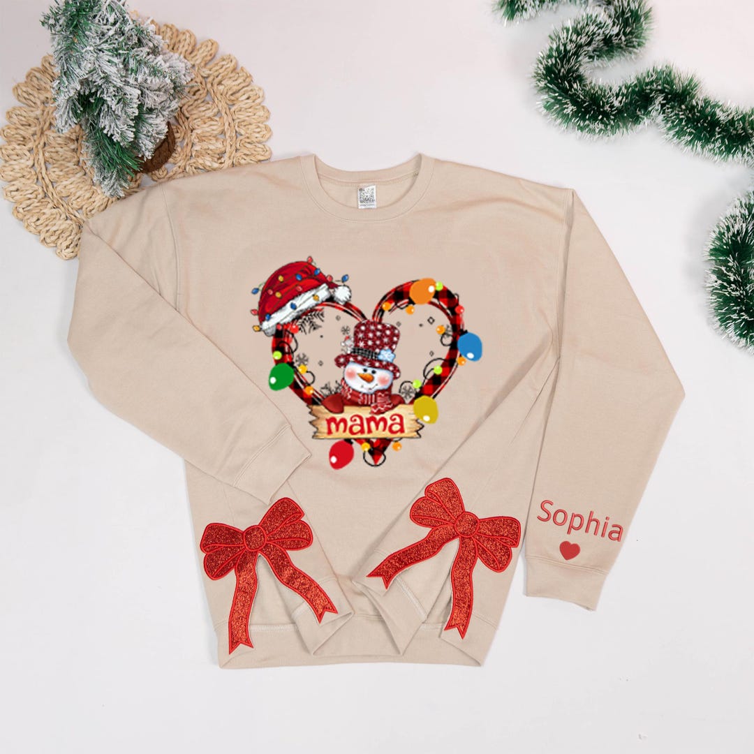 Custom Mama Snowman Christmas Light Sweatshirt,mama Sweatshirt,grandma ...