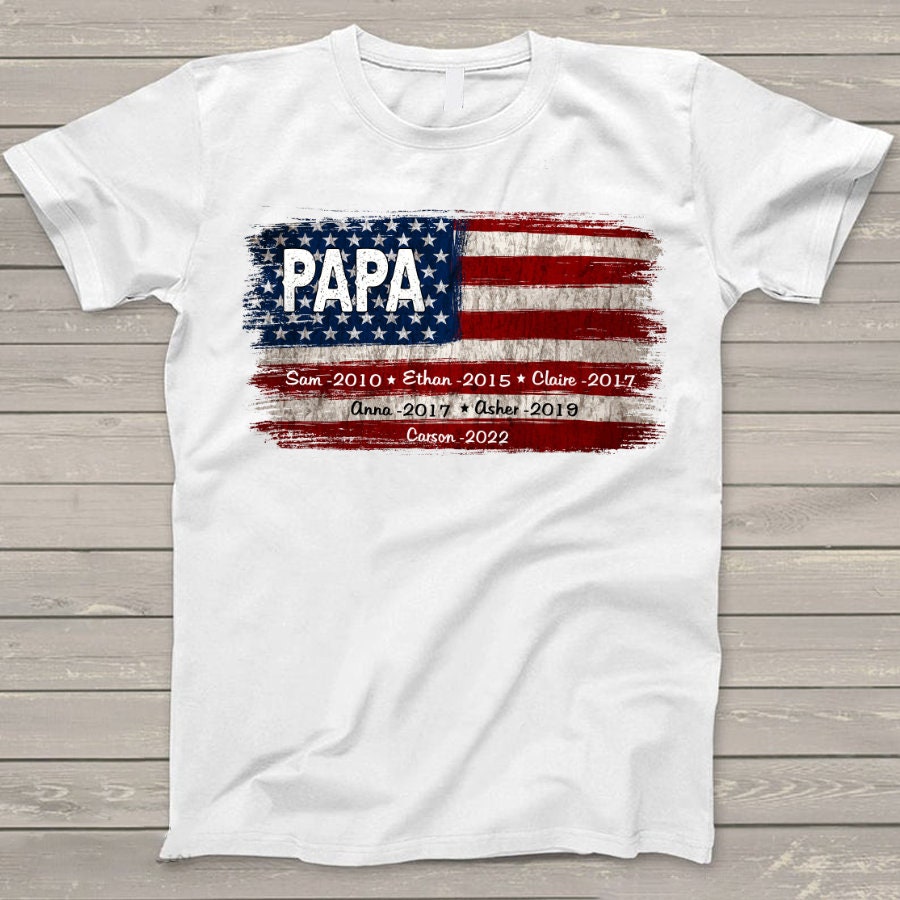 Personalized Papa Shirt Shirt for Papa Papa American Flag - Etsy
