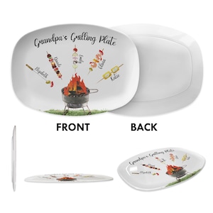 Custom Grandpa Grilling Platter, Grilling Plate Papa With Kids Names ...