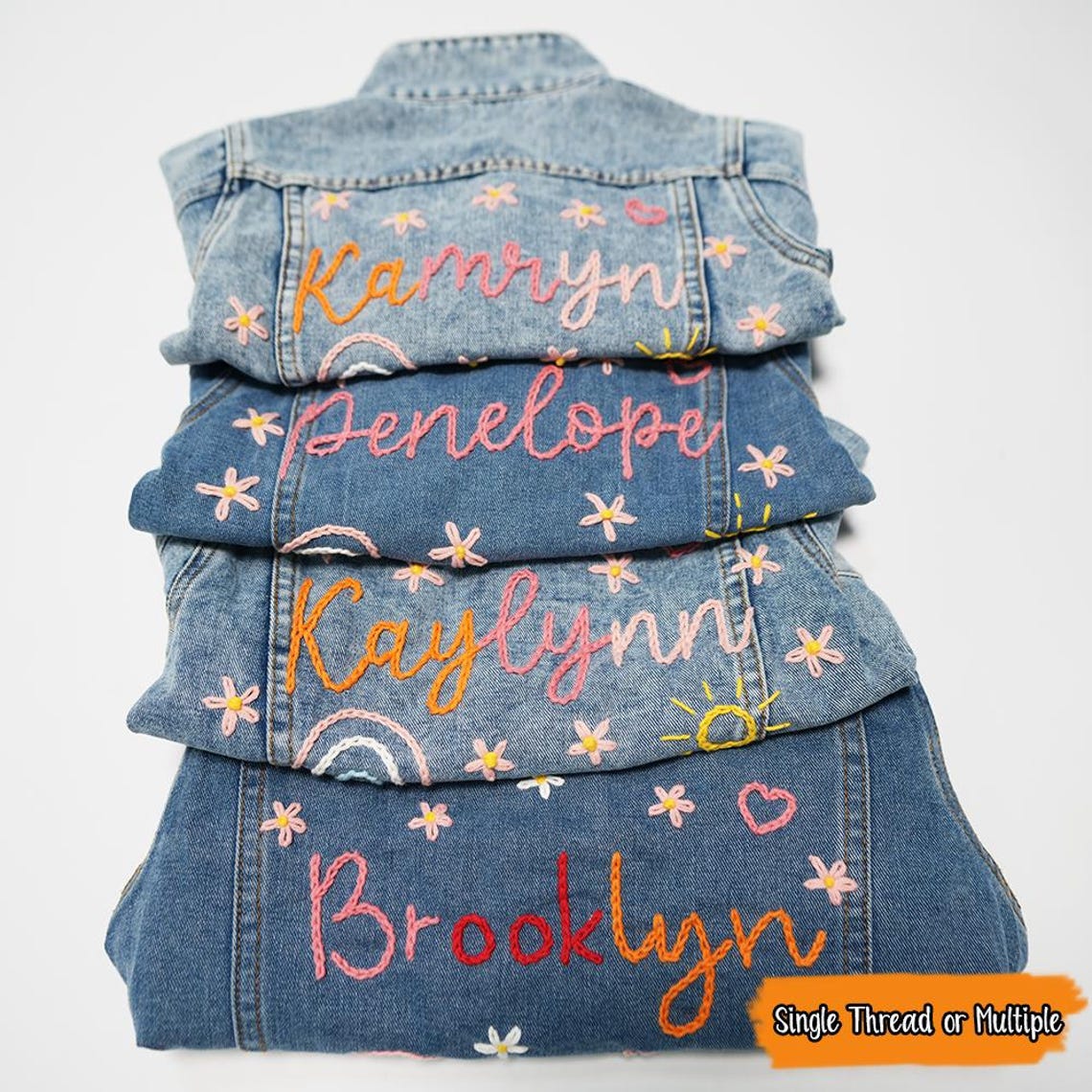 Personalized Hand-embroidered Denim Jacket for Toddler, Jacket for Girl ...