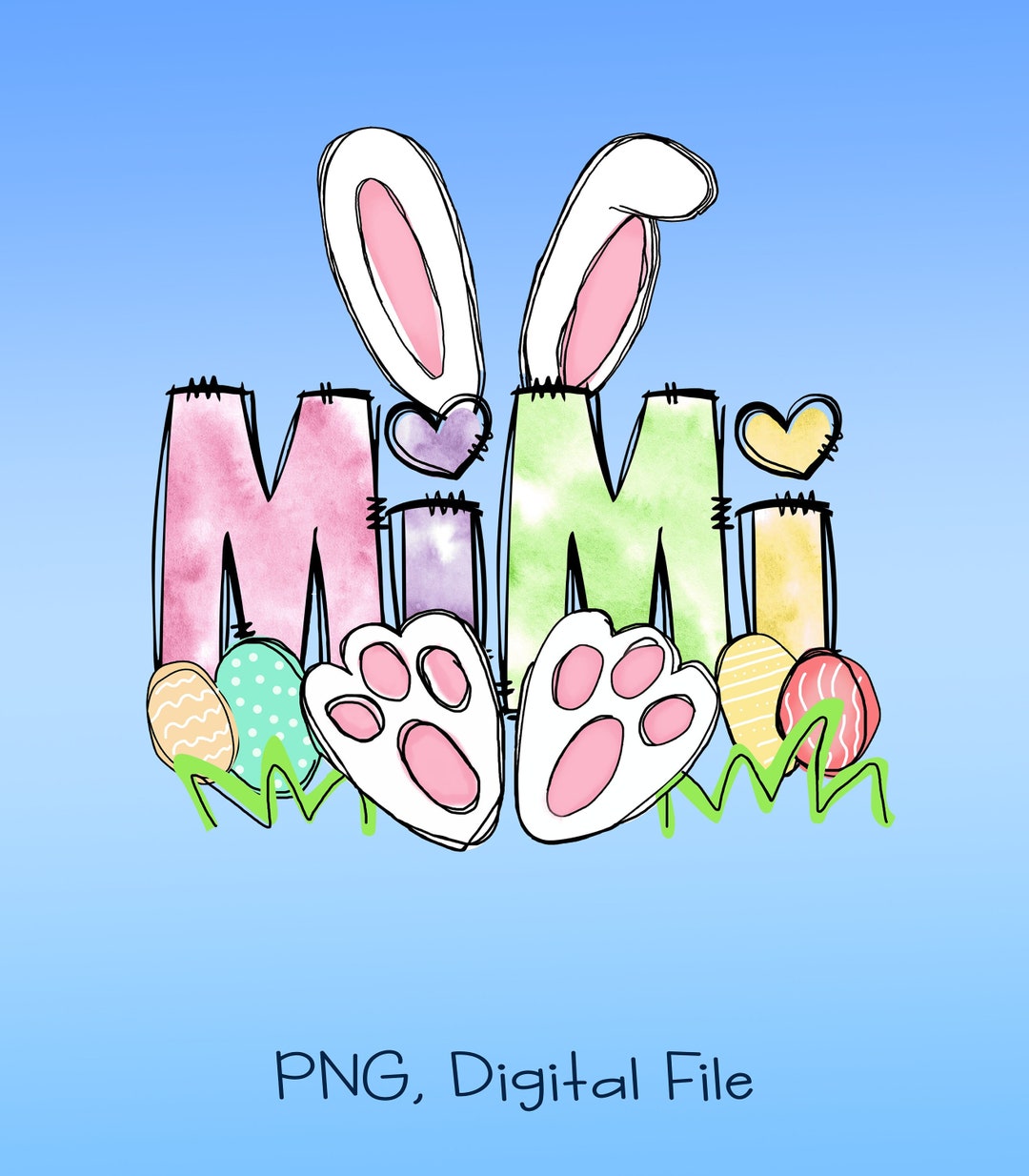 Mimi Easter Bunny Sublimation, Mimi Heat Printing Design Png for Home ...