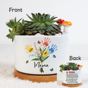 Custom Mama Handprints Succulent Pot, Mom Plant Pot, Flower Handprint ...