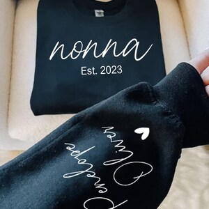 Custom Nonna Sweatshirt With Date and Kidnames on Sleeve, Nonna ...