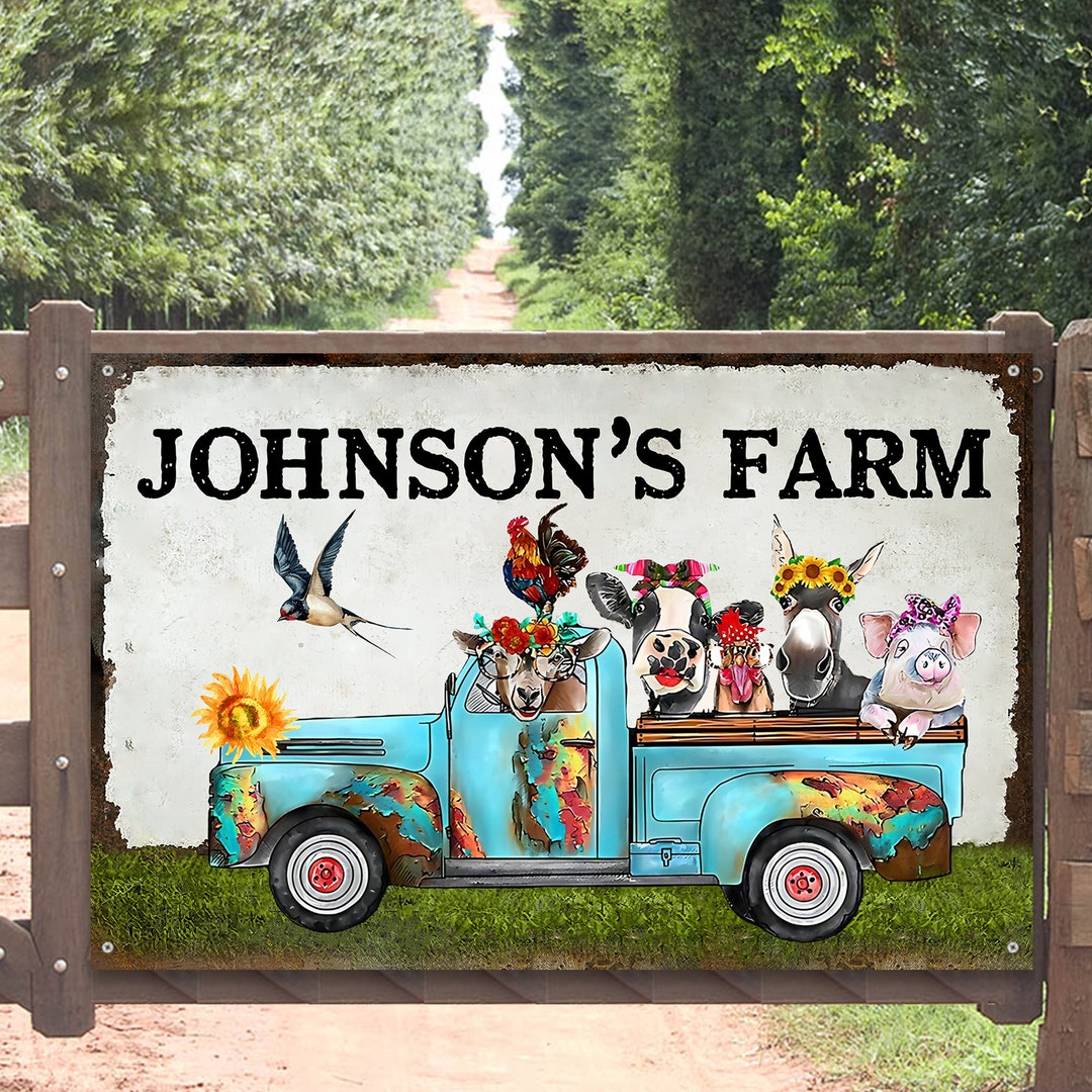 Personalized Metal Farm Sign, Gift for Farmer, Custom Metal Farmhouse ...