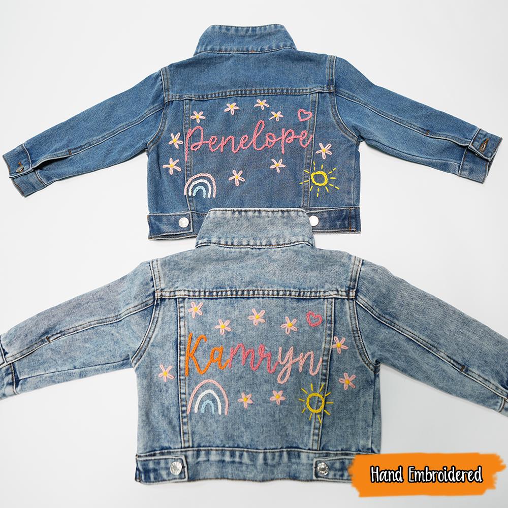 Personalized Hand-embroidered Denim Jacket for Toddler, Jacket for Girl ...