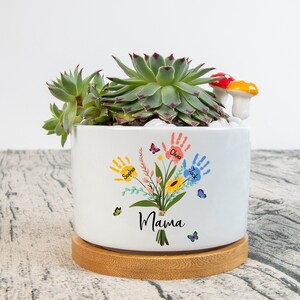 Custom Mama Handprints Succulent Pot, Mom Plant Pot, Flower Handprint ...