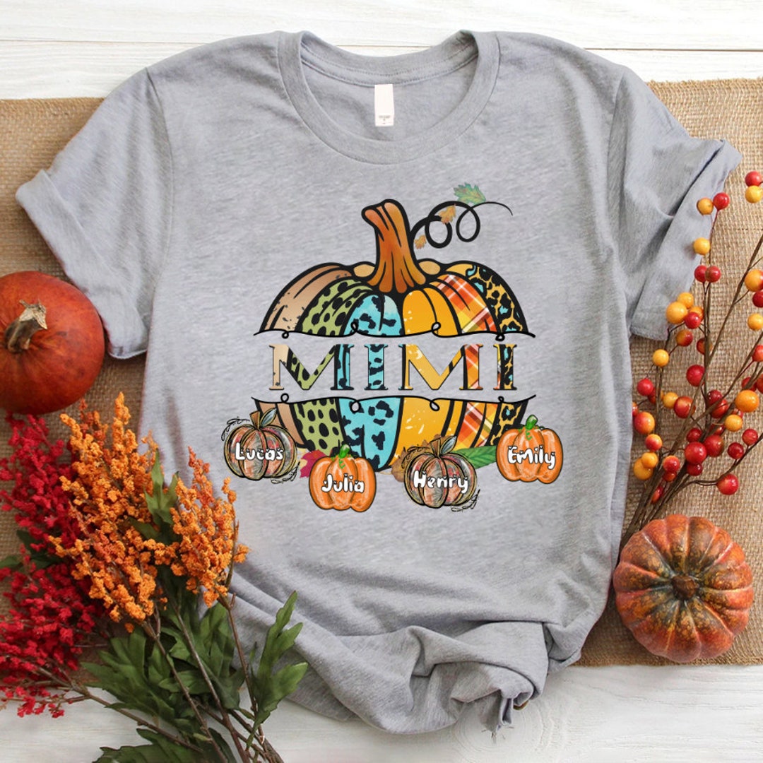 Personalized Mimi Pumpkin Shirt, Custom Nickname Mimi Shirt With Kids ...