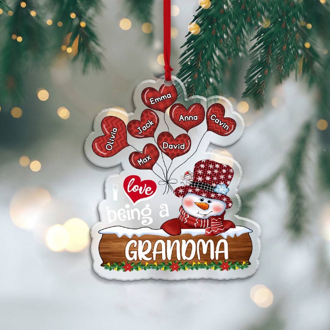 Grandma Snowman Christmas Ornament, Being Grandma Sweetheart Ornament, Nana and Grandkids ...