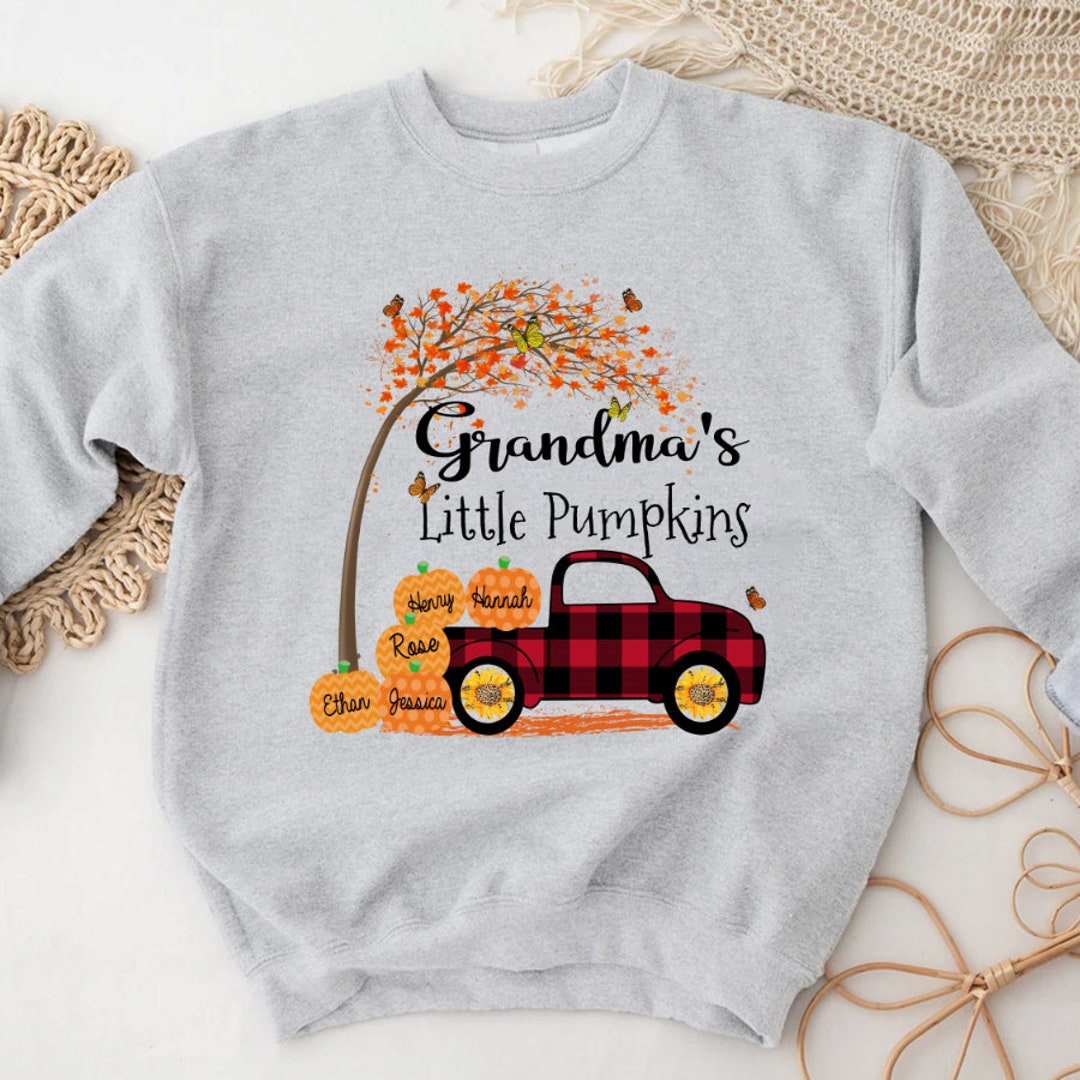 Personalized Fall Grandma Little Pumpkin Sweatshirt, Custom Grandma ...