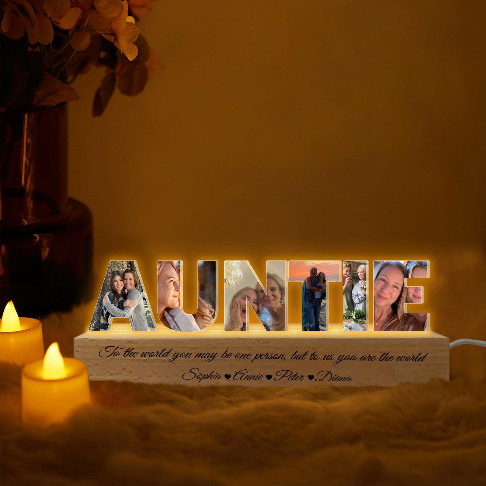 Personalized Auntie Photo Night Light, Aunt Photo Collage Night Light ...