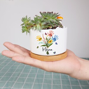 Custom Mama Handprints Succulent Pot, Mom Plant Pot, Flower Handprint ...